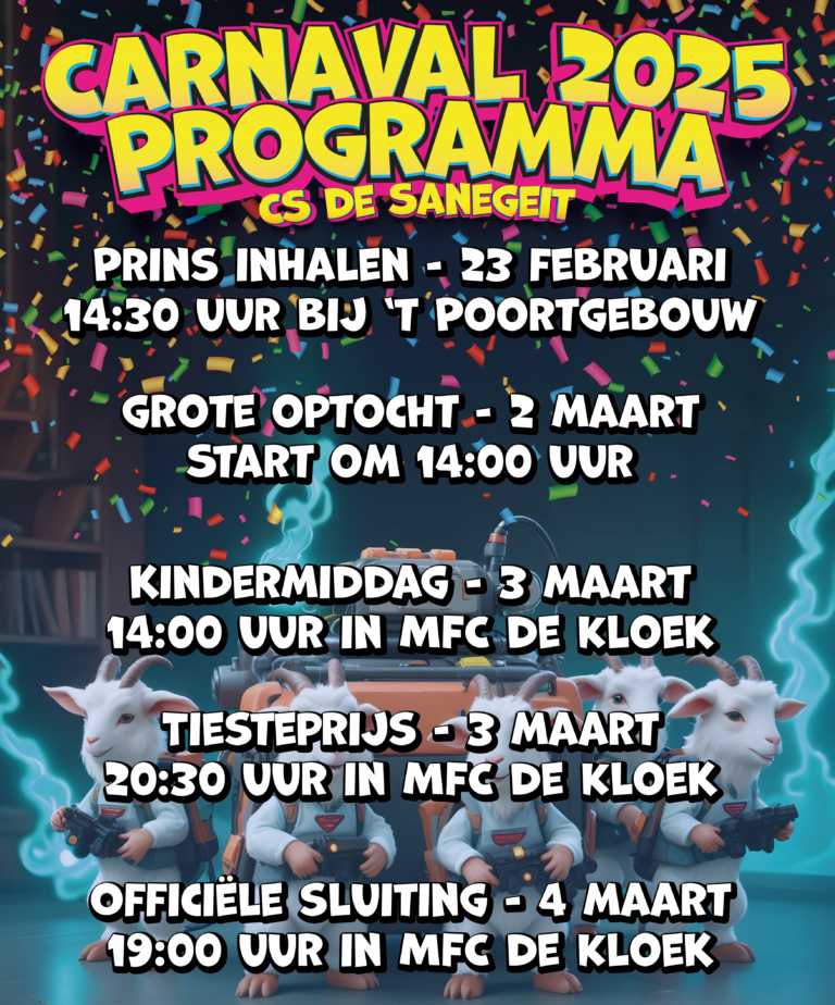Programma carnaval 2025 – CS de Sanegeit